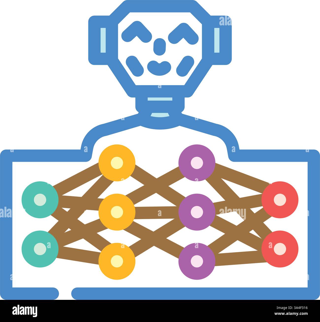 Neural Network Ai Integration Color Icon Vector Illustration Stock