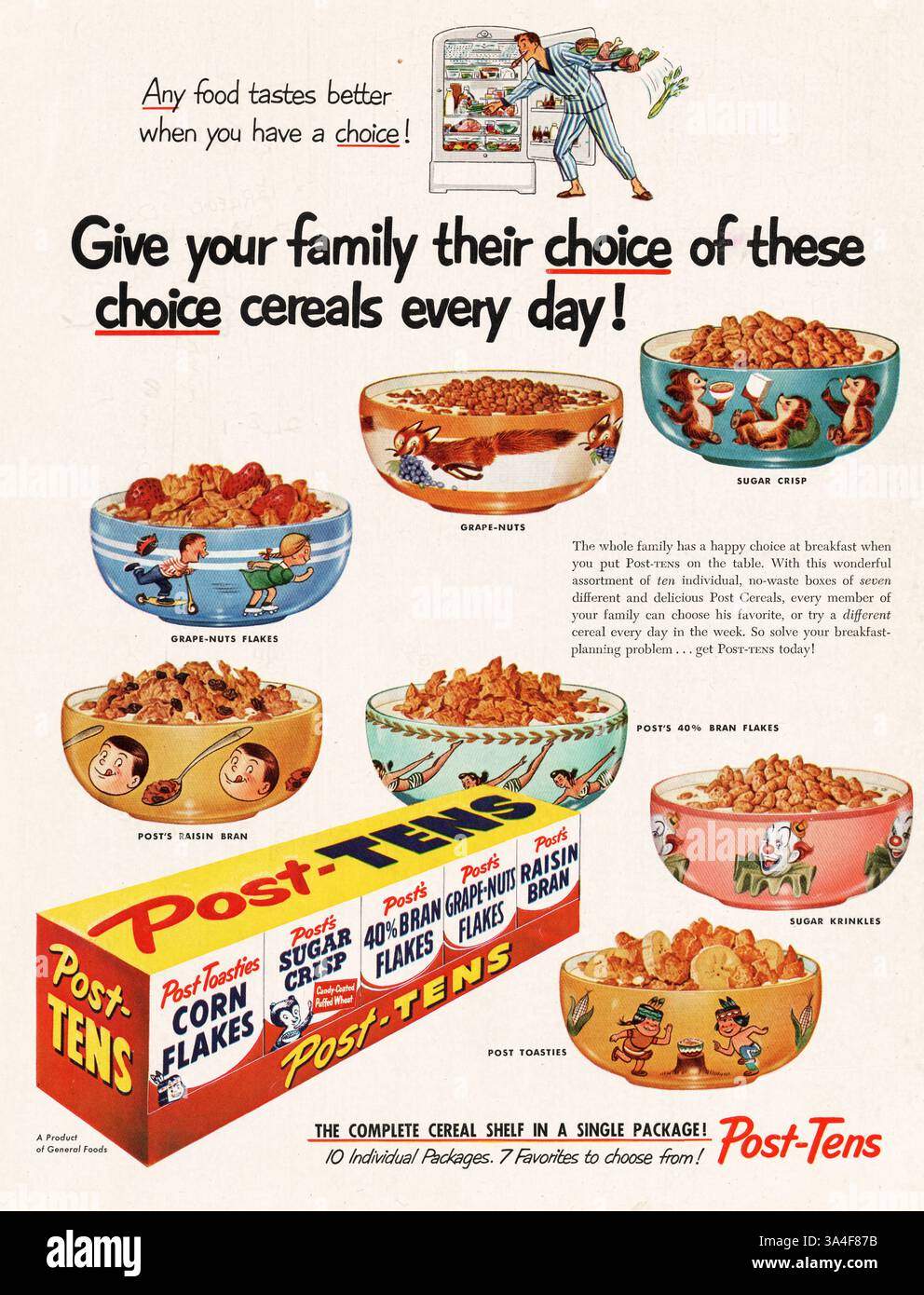 1953 u s magazine post tens cereals ad hi-res stock photography and ...