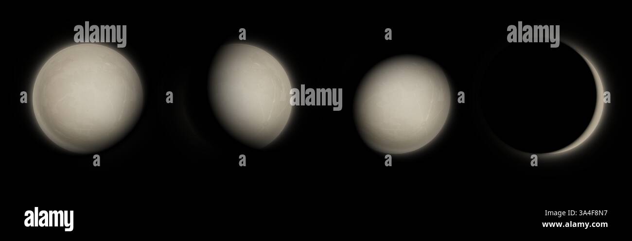 Moon phases set isolated on black background. Vector realistic ...