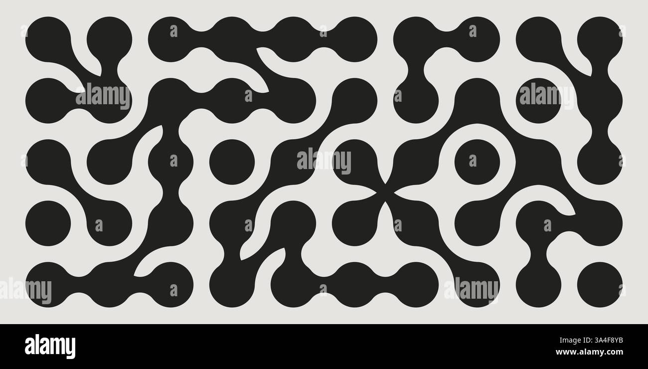Metaball pattern isolated on background. Vector illustration of abstract black dots connection ...
