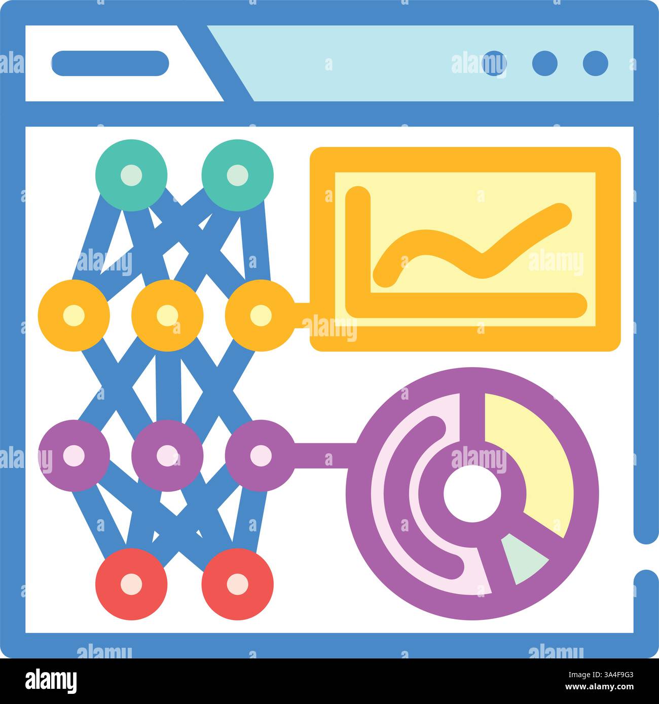 data visualization chart deep learning color icon vector illustration ...