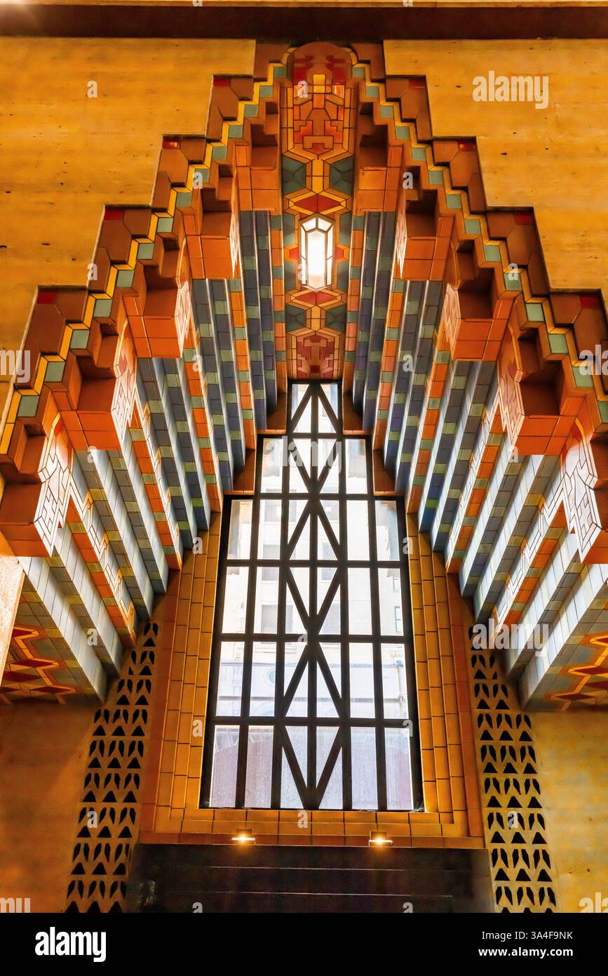 Rookwood tiles with 30/60 degree stepped pattern over window in the ...