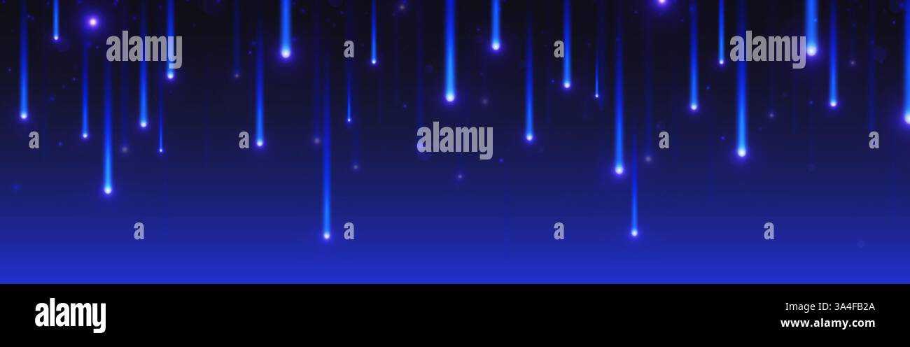 Abstract meteor rain on blue background. Vector realistic illustration ...