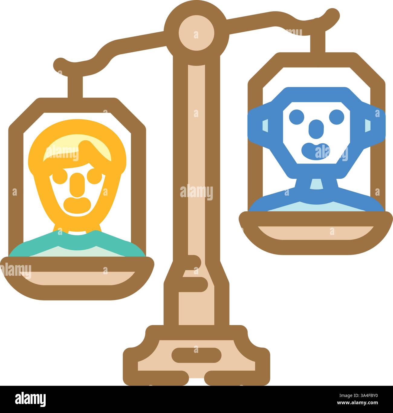 ethical ai balance scale deep learning color icon vector illustration ...