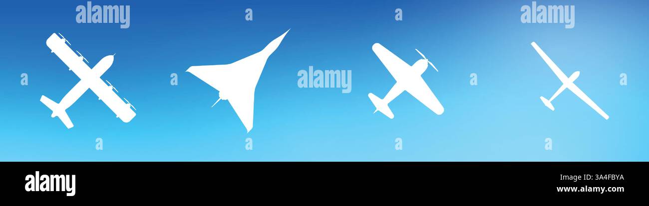 Four-engine propeller-driven bomber, supersonic aircraft, small private ...