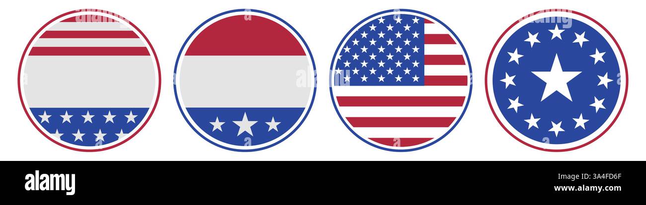 Round circle badge emblems with American flag design. American emblem ...