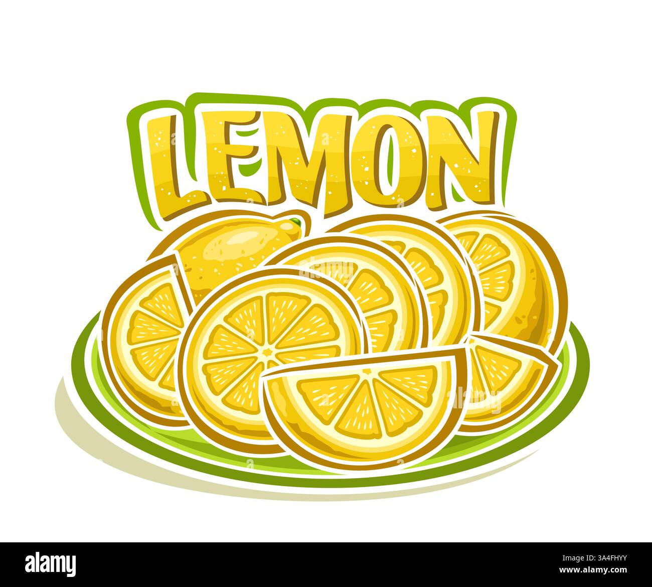 Vector logo for Lemon, horizontal decorative poster with yellow lemon ...