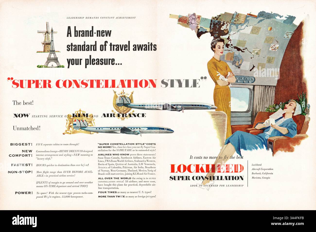 1953 u s magazine lockheed super constellation ad hi-res stock ...
