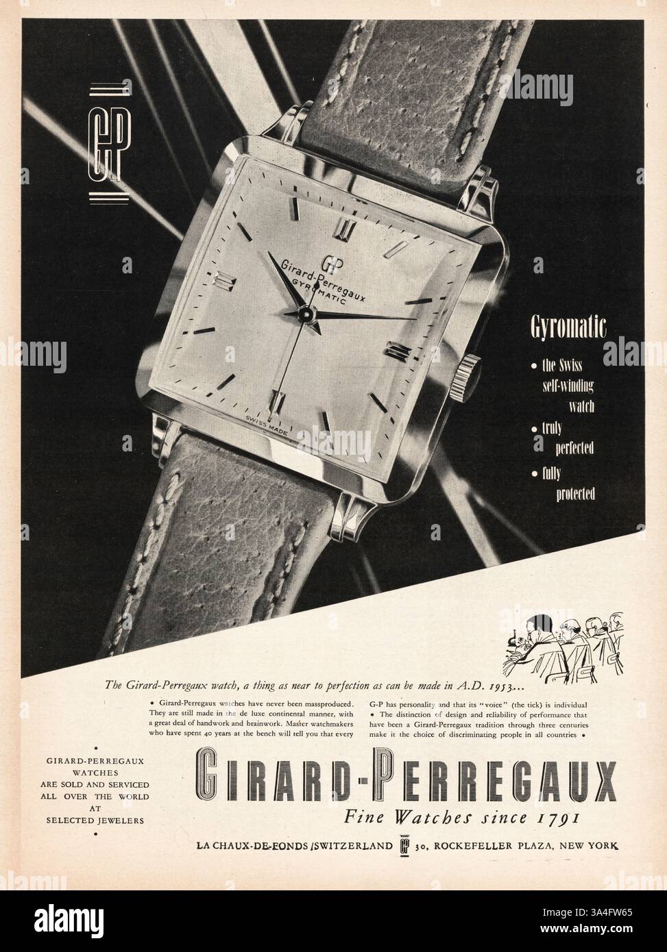 1953 U.S. Magazine Girard Perregaux Watches Advert Stock Photo - Alamy