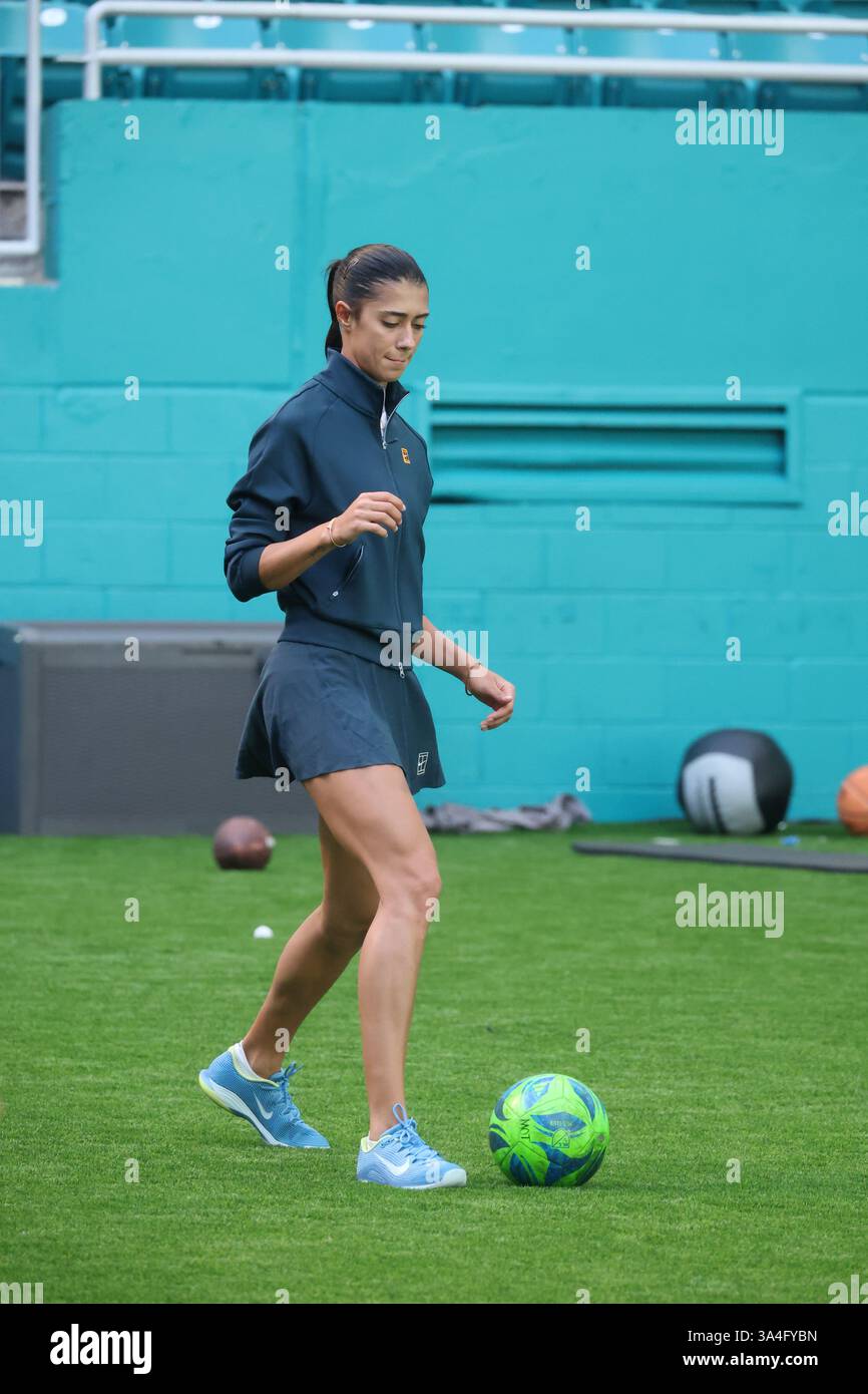 MIAMI GARDENS, FLORIDA - MARCH 18: Olga Danilovi? on Day 1 of the Miami Open at Hard Rock ...