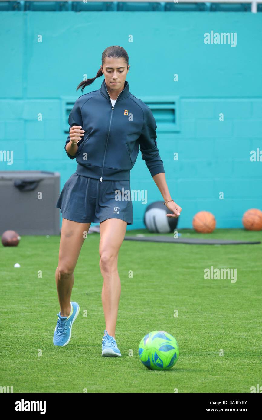 MIAMI GARDENS, FLORIDA - MARCH 18: Olga Danilovi? on Day 1 of the Miami Open at Hard Rock ...
