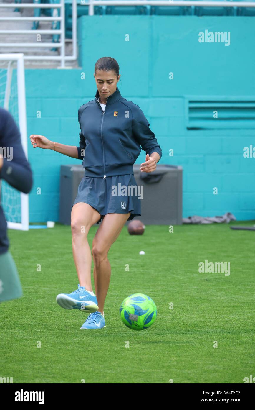 MIAMI GARDENS, FLORIDA - MARCH 18: Olga Danilovi? on Day 1 of the Miami Open at Hard Rock ...