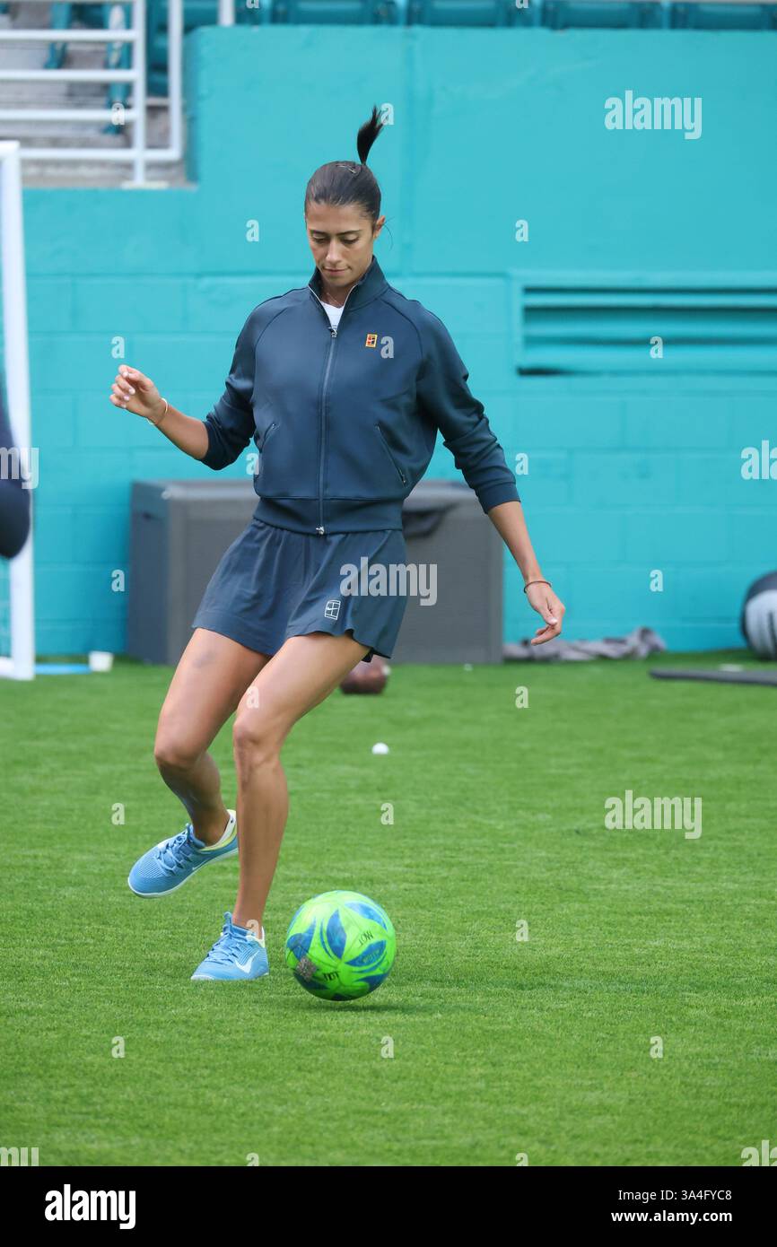 MIAMI GARDENS, FLORIDA - MARCH 18: Olga Danilovi? on Day 1 of the Miami Open at Hard Rock ...