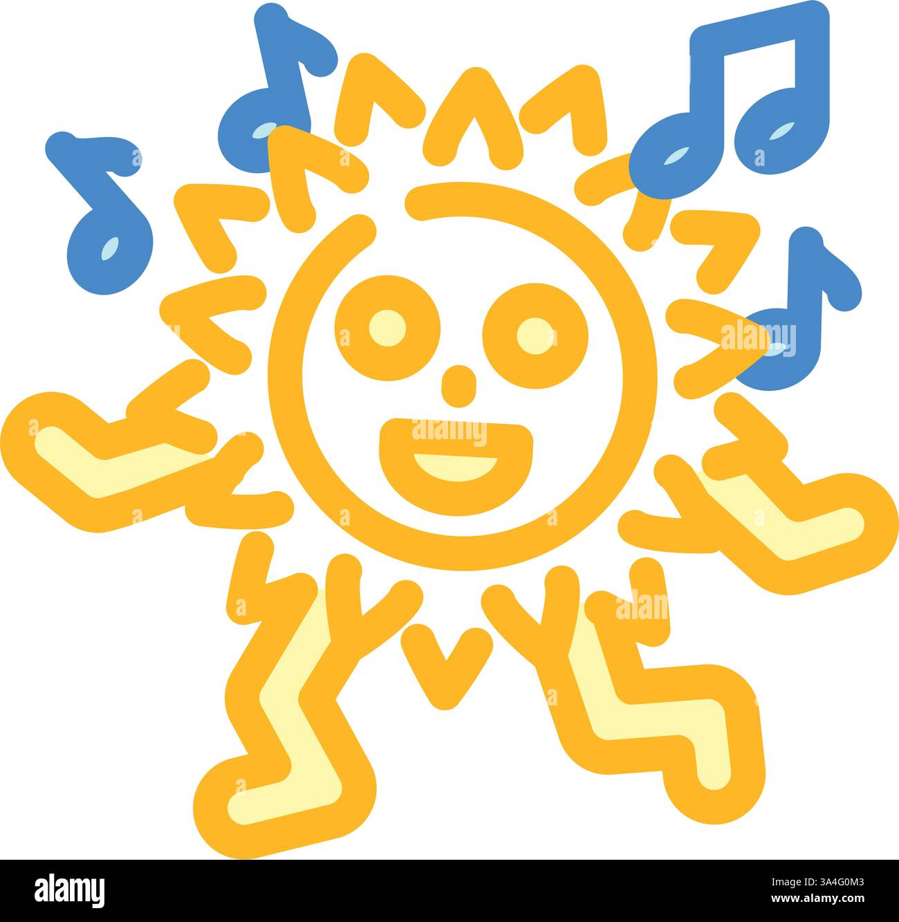 dancing cute sun character color icon vector illustration Stock Vector ...