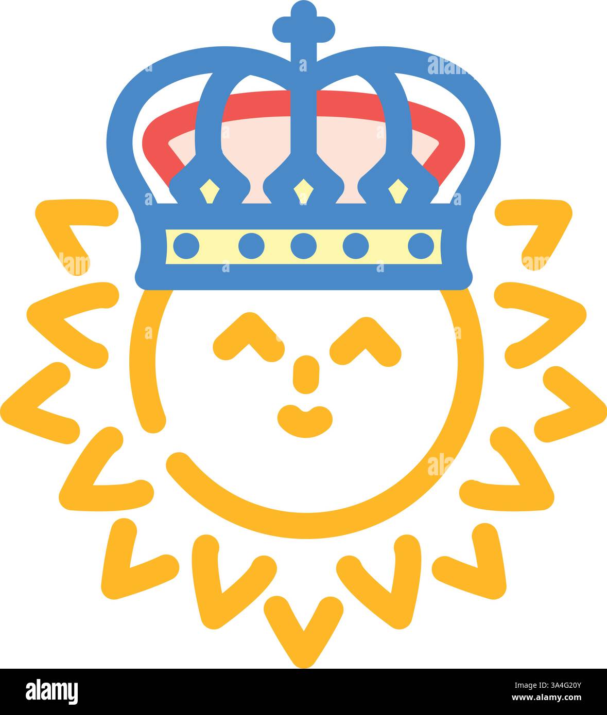 crown cute sun character color icon vector illustration Stock Vector ...