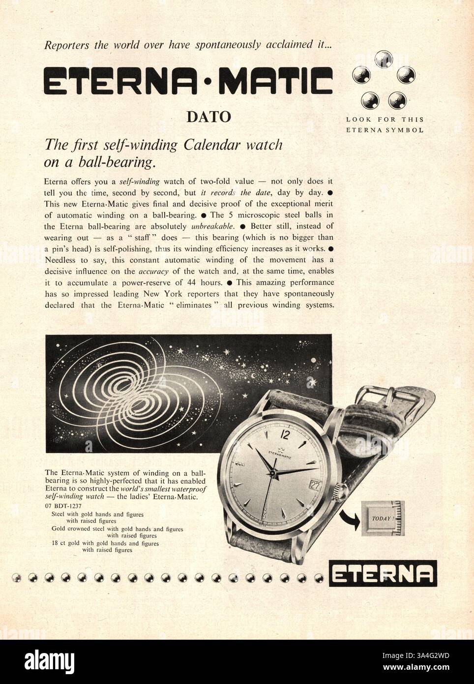 1953 u s magazine eterna watches advert hi-res stock photography and ...