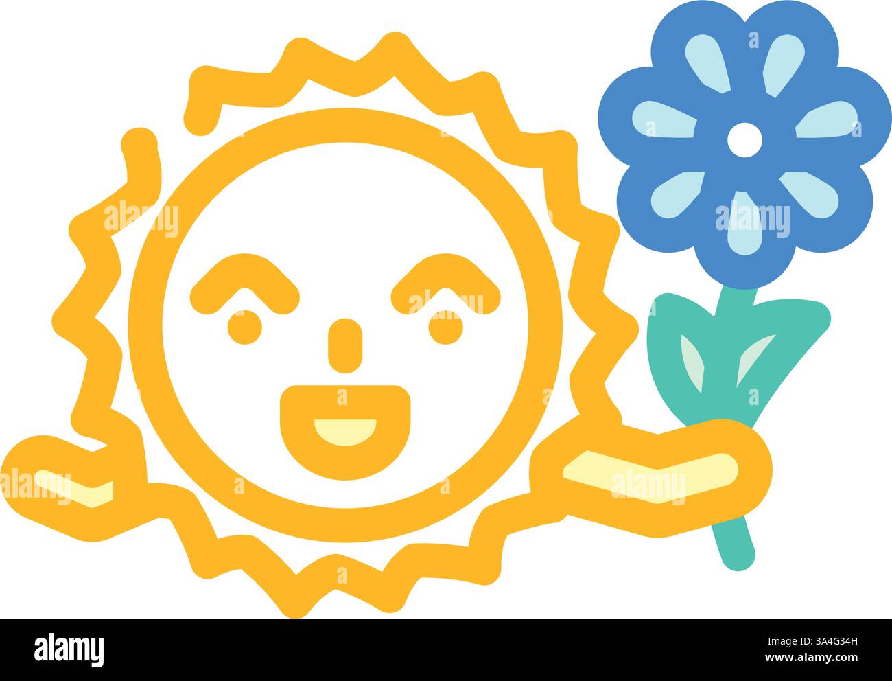 flower cute sun character color icon vector illustration Stock Vector ...