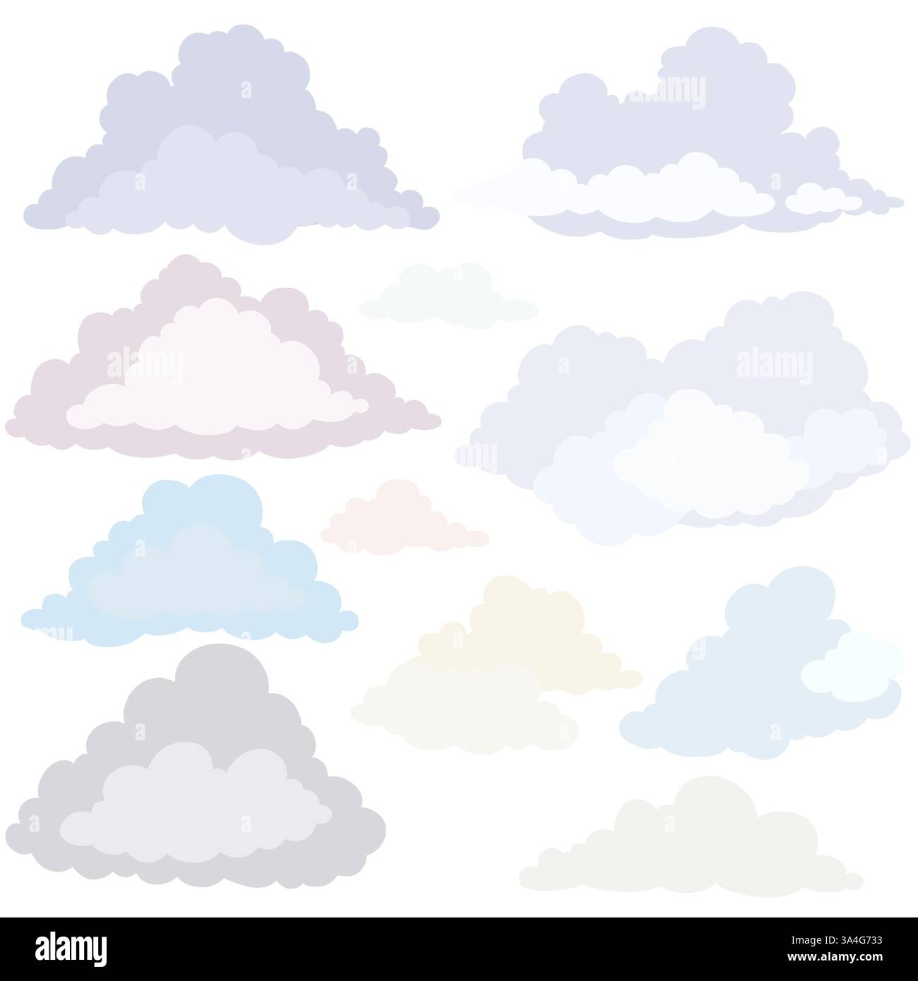 Vector set of silhouette cartoon clouds isolated from background ...