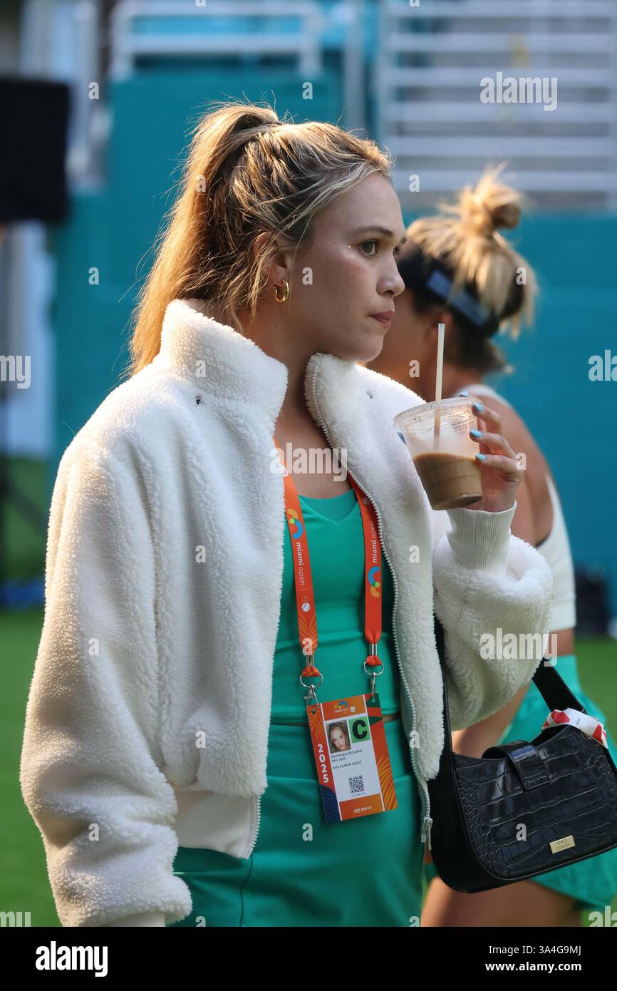 MIAMI GARDENS, FLORIDA - MARCH 18: Dominique Schaefer on Day 1 of the Miami Open at Hard Rock ...