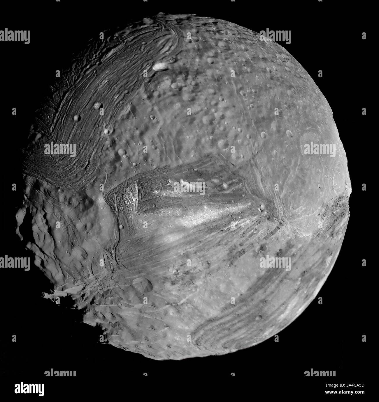 Miranda, the smallest moon of Uranus Stock Photo - Alamy