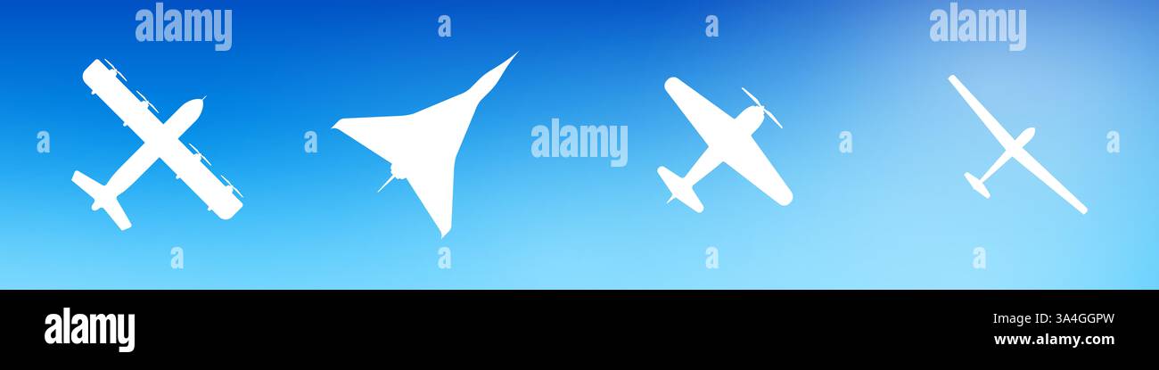 Four-engine propeller-driven bomber, supersonic aircraft, small private ...