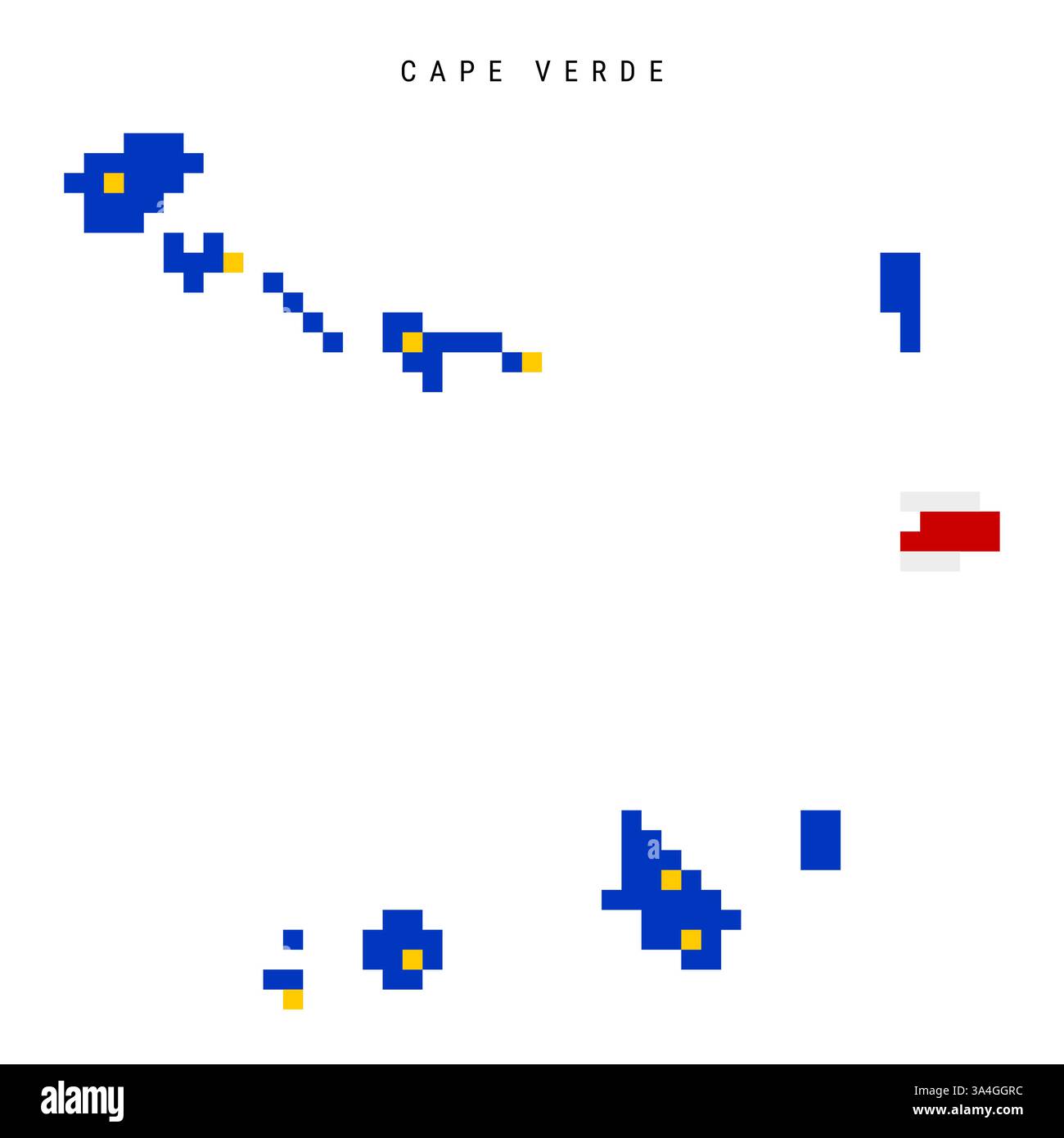 Cape Verde pixel flag map icon. 8 bit pixel art Cabo Verde map covered ...