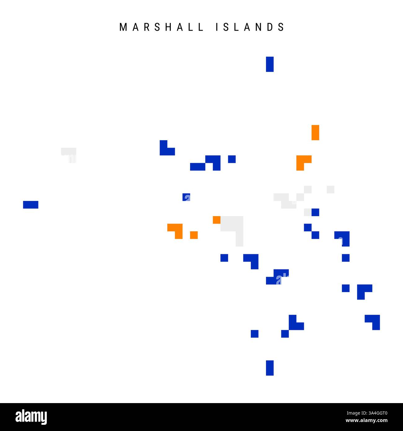 Marshall Islands pixel flag map icon. 8 bit pixel art Marshallese map ...
