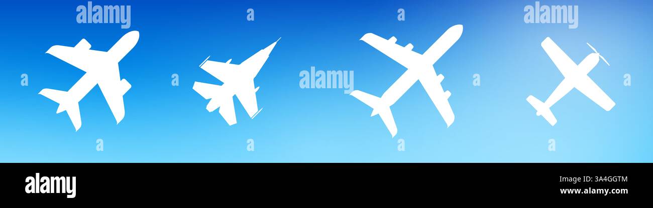 Commercial aircraft with two and four engines, fighter aircraft, small ...