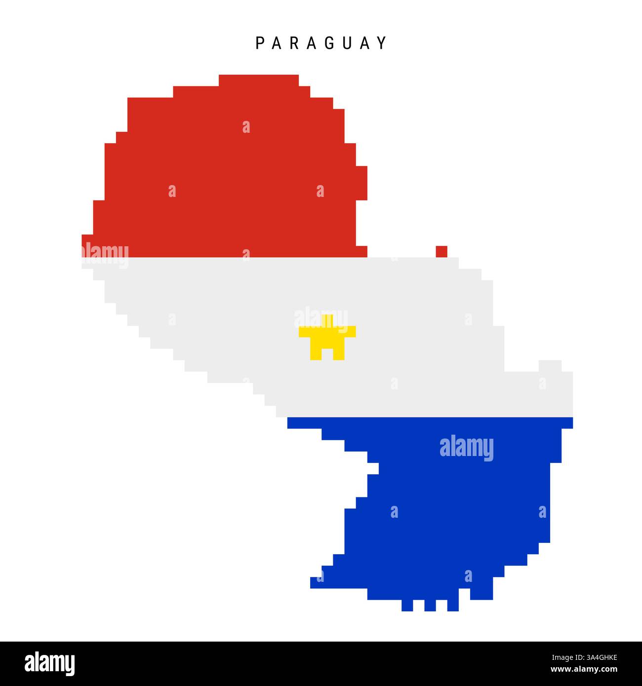 Paraguay pixel flag map icon. 8 bit pixel art Paraguayan map covered ...