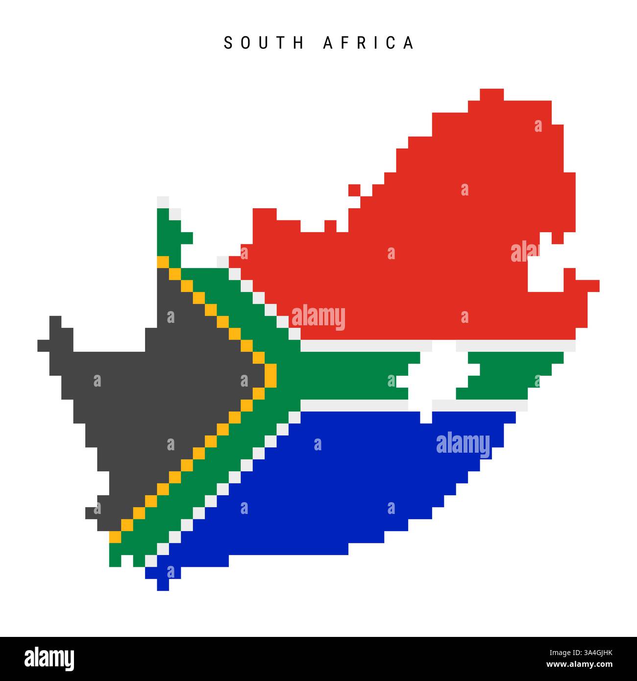 South Africa pixel flag map icon. 8 bit pixel art RSA map covered with ...