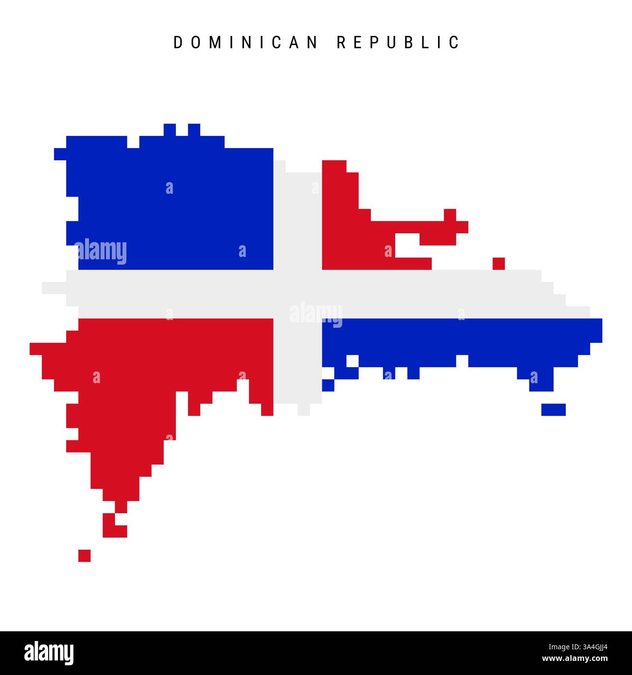 Dominican Republic pixel flag map icon. 8 bit pixel art Republica ...