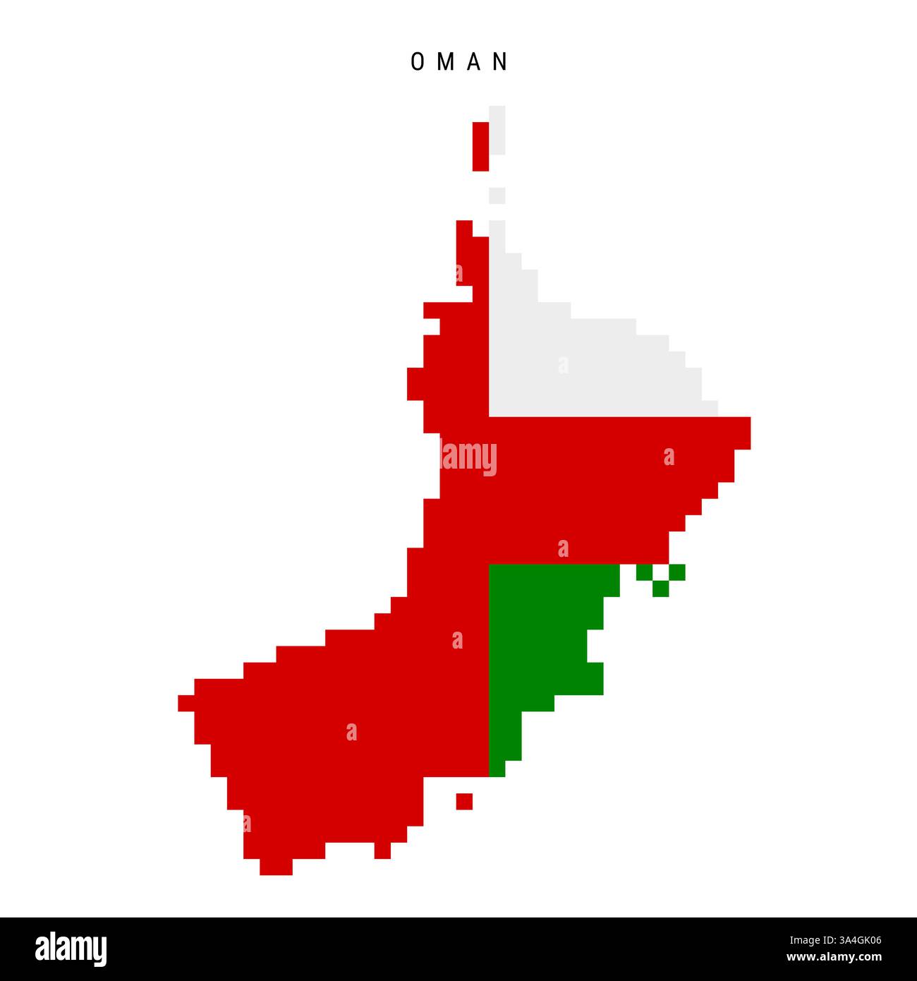 Oman pixel flag map icon. 8 bit pixel art Omani map covered with flag ...