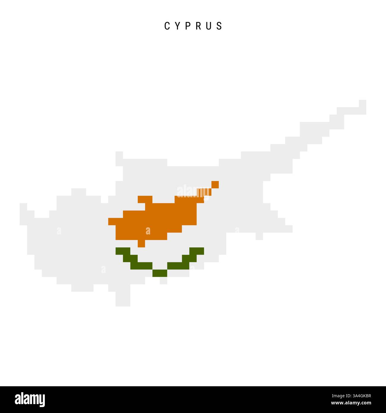 Cyprus pixel flag map icon. 8 bit pixel art Cypriot map covered with flag. Flat illustration ...