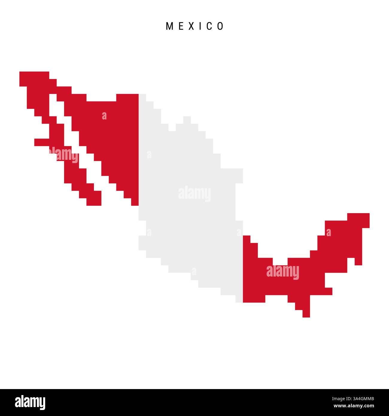 Mexico pixel flag map icon. 8 bit pixel art Mexican map covered with ...