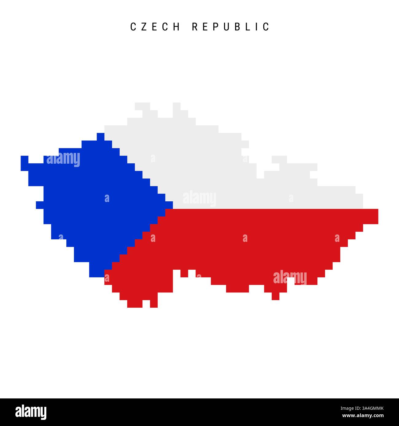 Czech Republic pixel flag map icon. 8 bit pixel art Czechia map covered ...