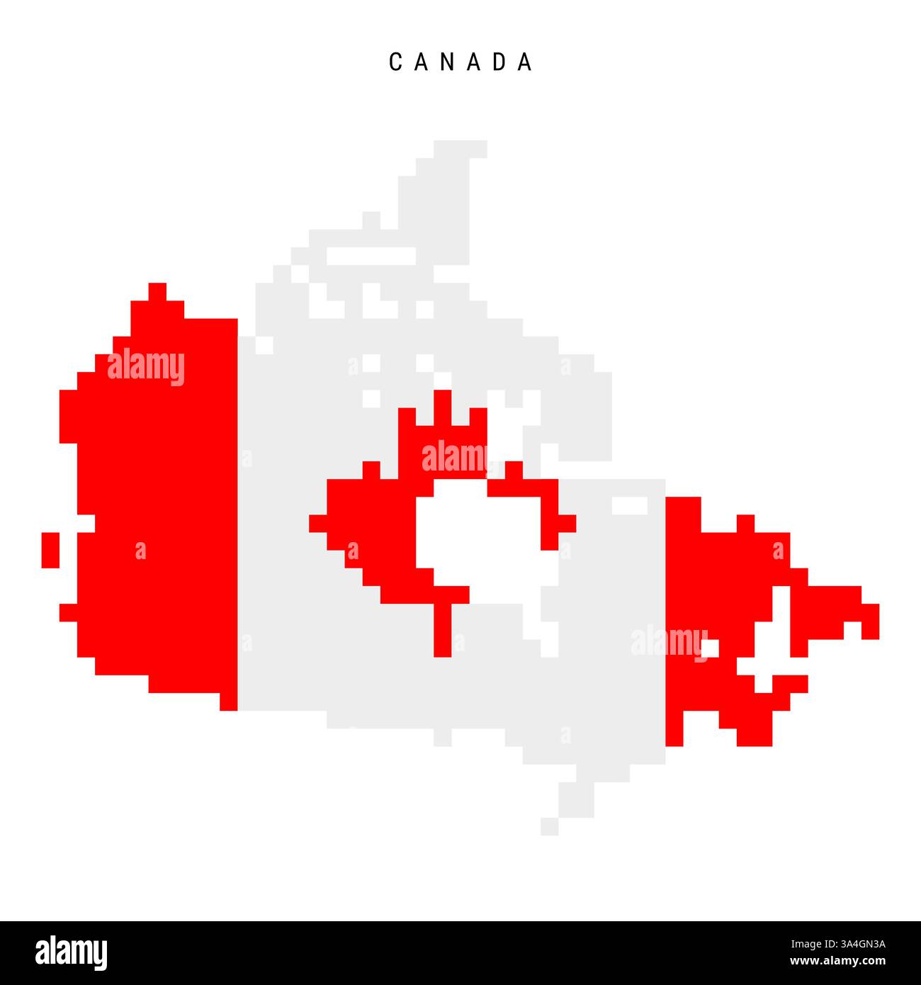 Canada pixel flag map icon. 8 bit pixel art Canadian map covered with ...