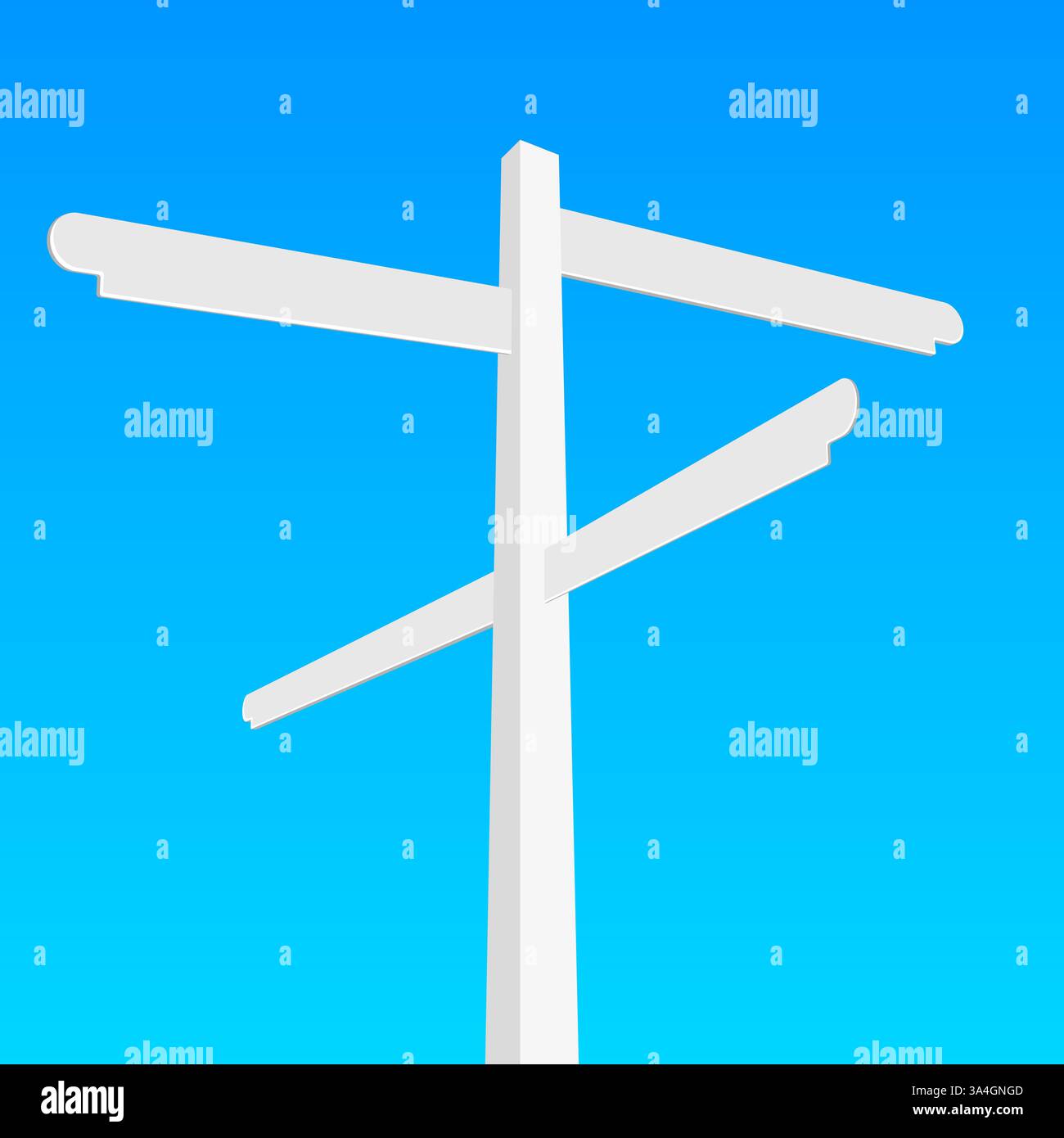 Blank white crossroad signpost. Empty street sign. 3D realistic ...
