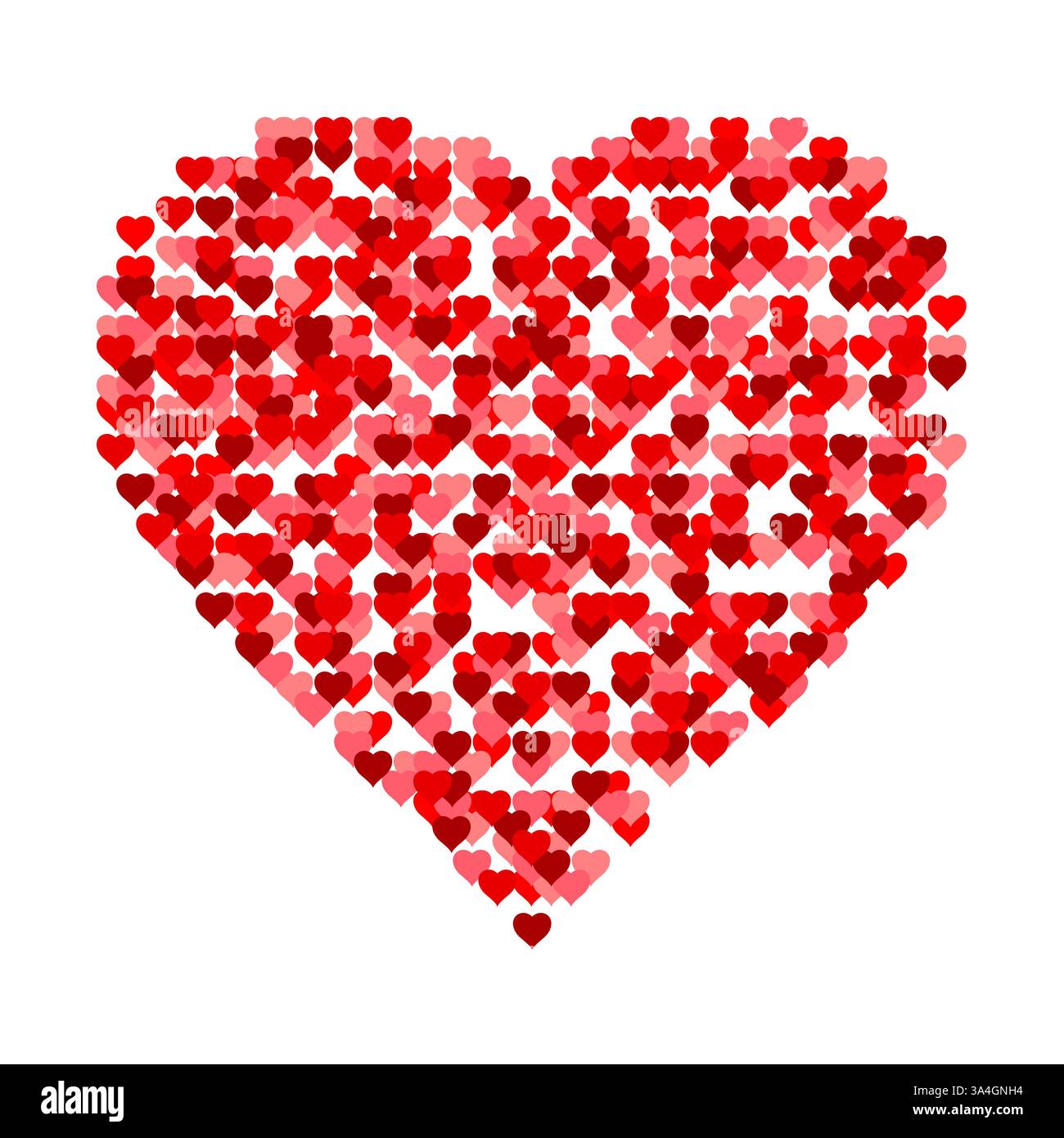 A large heart made from a pattern of small hearts. Flat illustration ...
