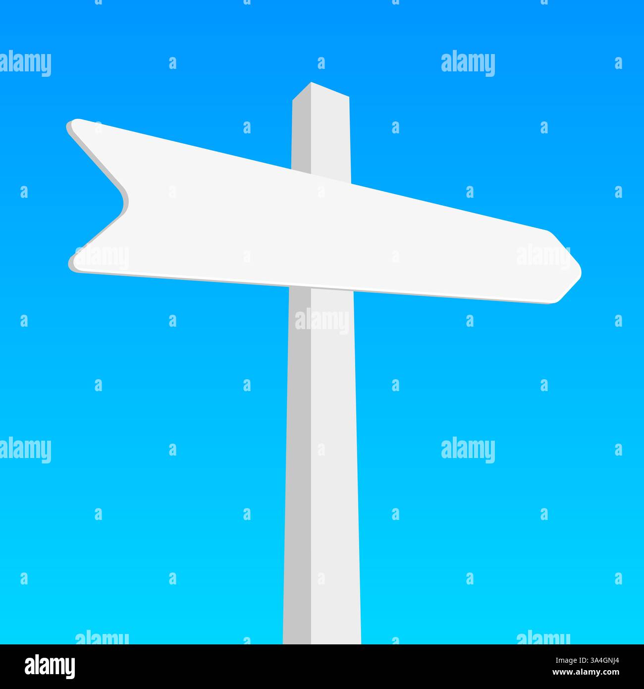 Blank white crossroad signpost. Empty street sign. 3D realistic ...