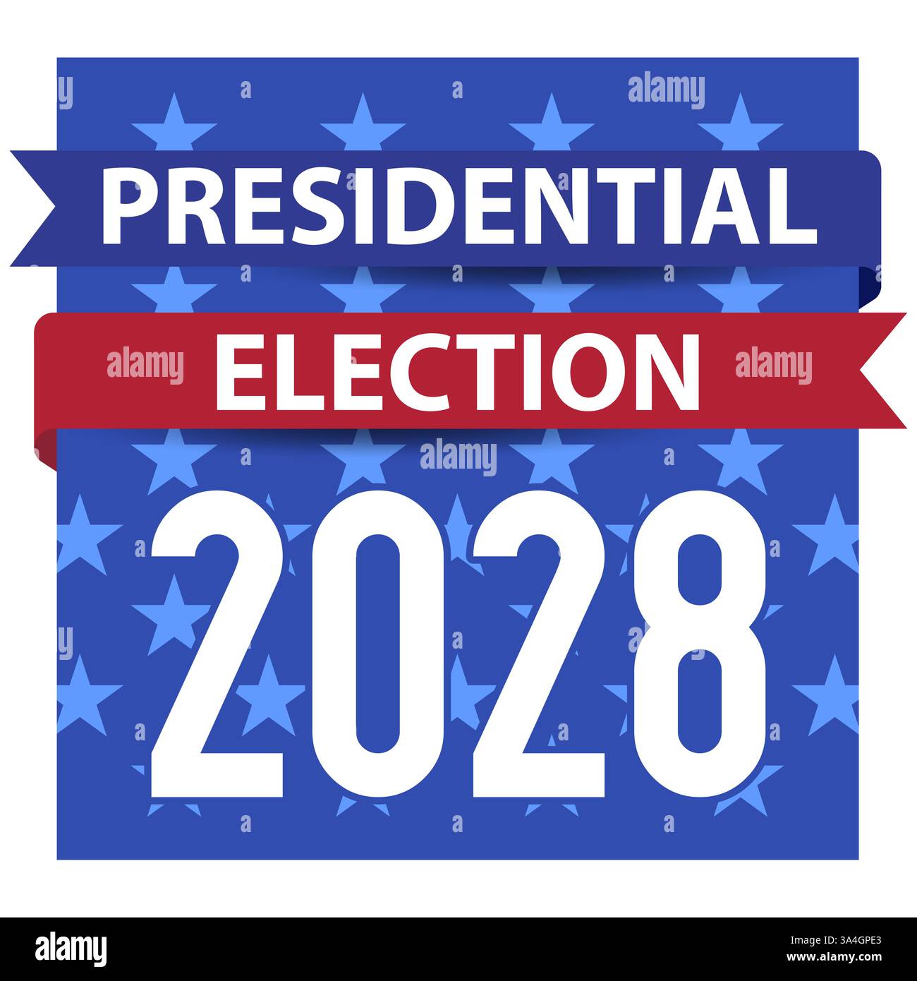 US Presidential Election 2028. Ribbon Poster Template. 3D realistic ...