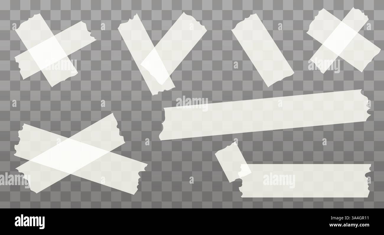 Scotch glued stripe tape set. White duct tape. Adhesive sticker patch ...