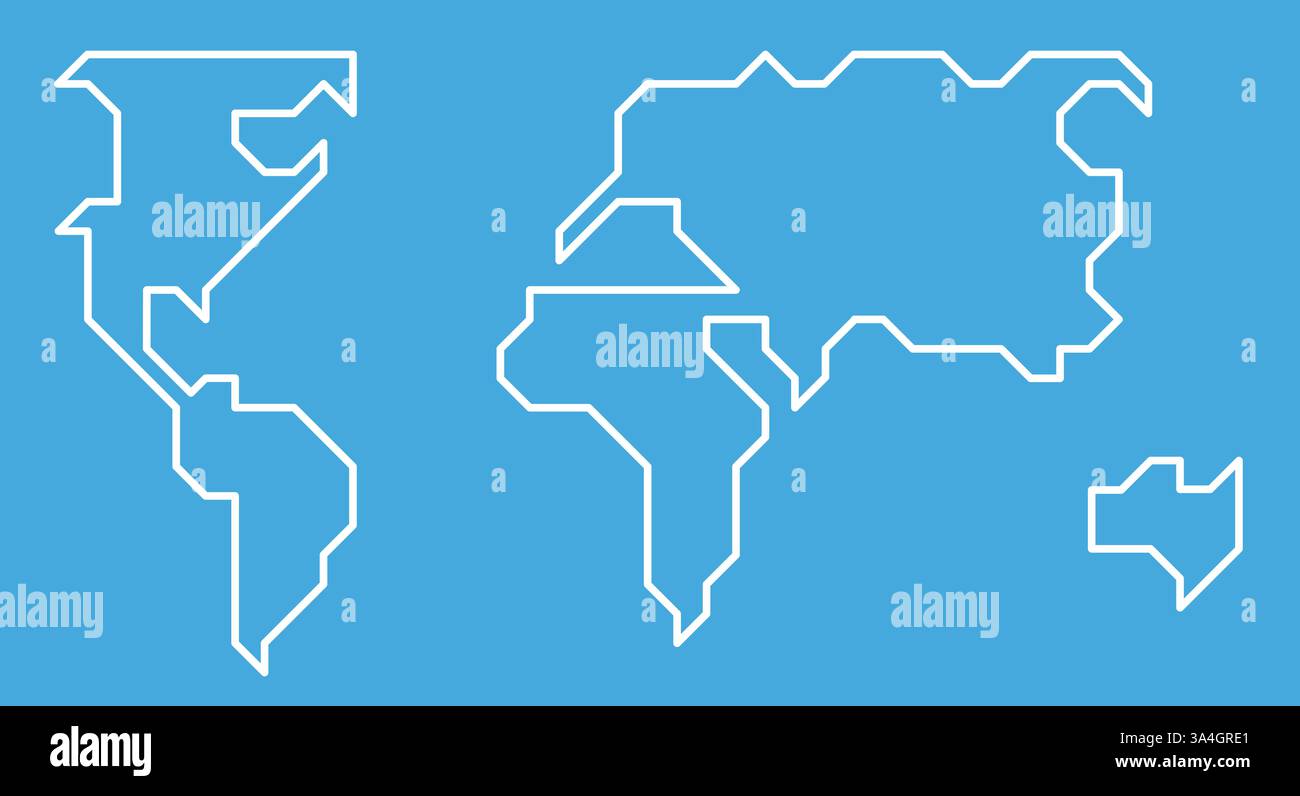 Simple stylized world map. Minimal style continents outlines. Flat ...