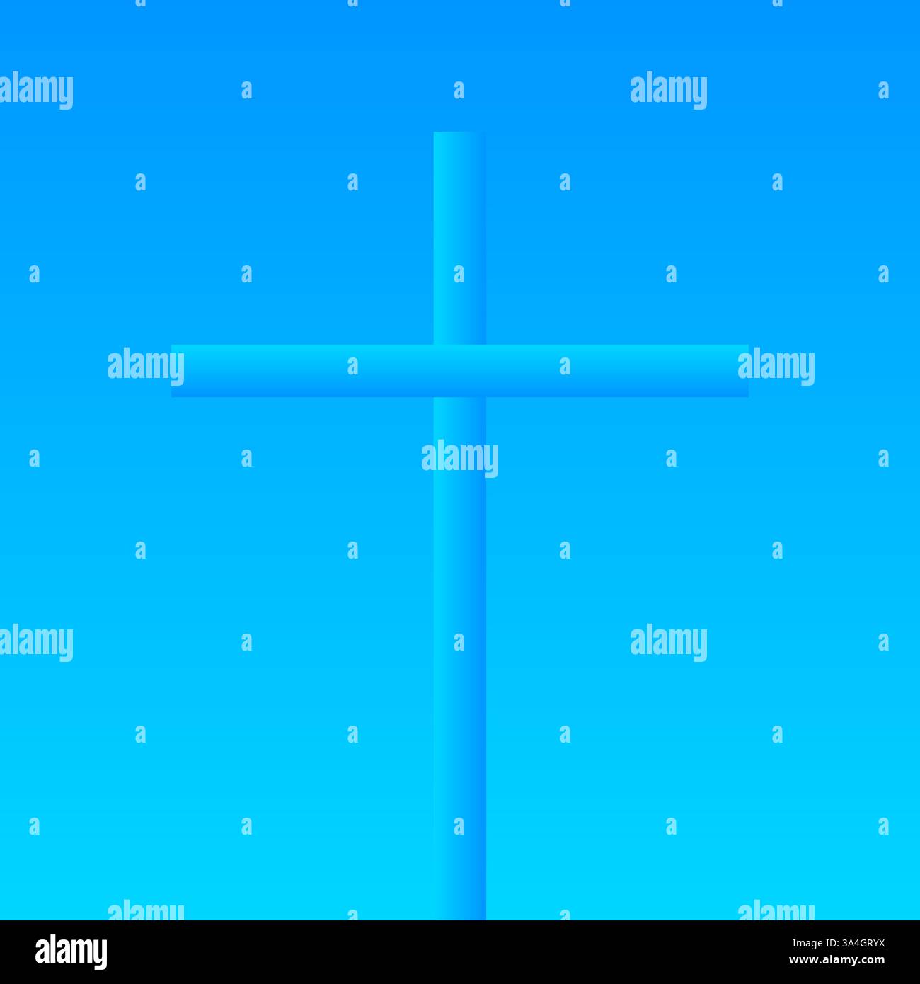 Blue gradient Christian cross against blue sky. 3D illustration ...