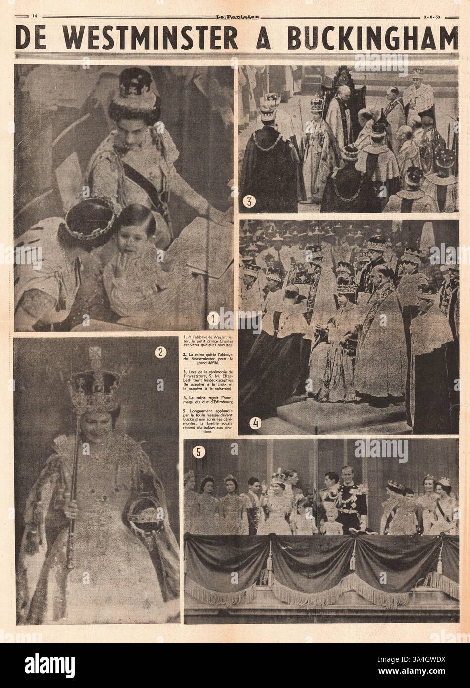 1953 le parisien coronation of queen elizabeth ii hi-res stock ...