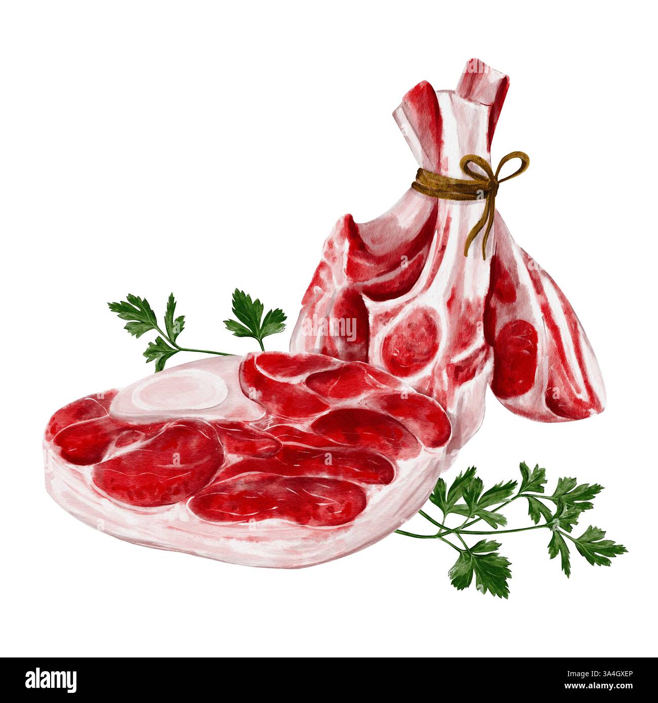 Beef steak with ribs. Raw fresh meat and meat on the bone. Ribs are ...