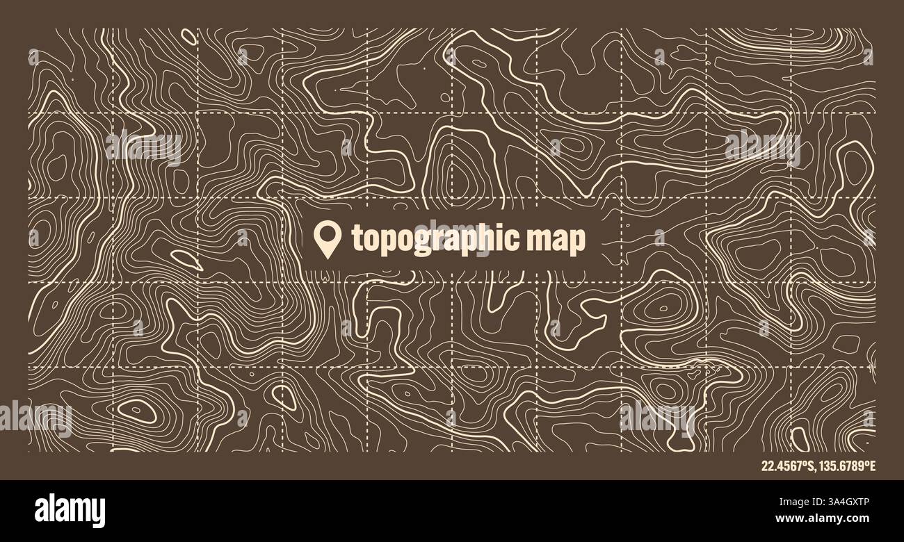 Colorful topographic map with contour lines. Geographic terrain grid ...