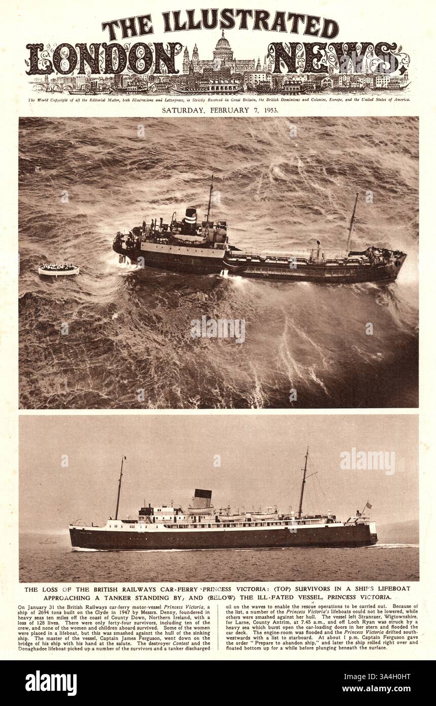 1953 Illustrated London News front page reporting MV Princess Victoria ...