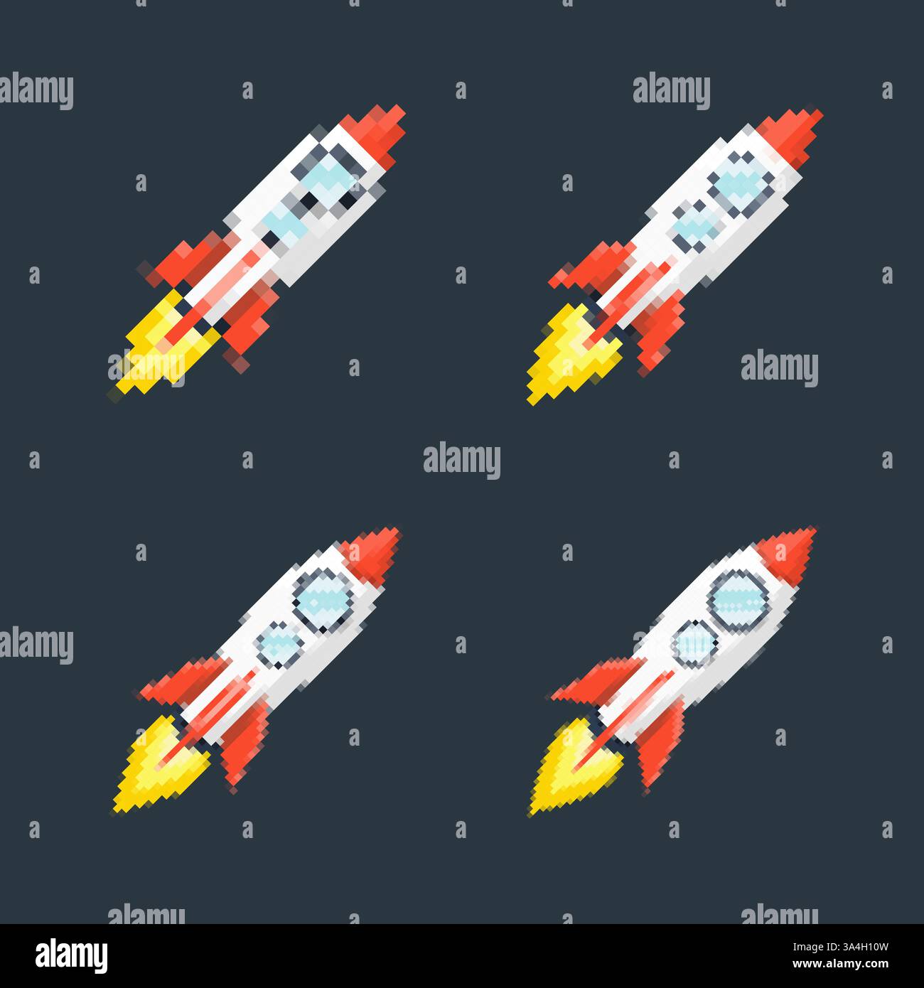 Pixel art rocket with fiery trails, retro games, space-themed designs ...