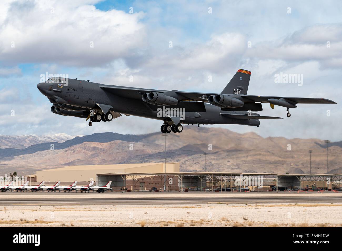 A B-52H Stratofortress assigned to the 23rd Bomb Squadron, takes off in ...