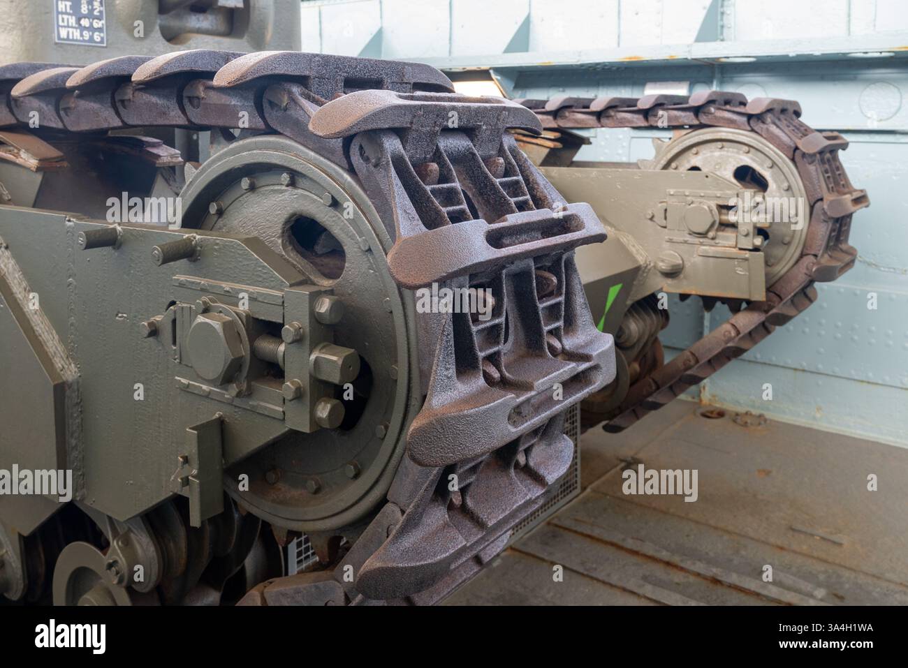 Detail of the tracks on the Churchill Mk7 tank inside LCT 7074, part of ...